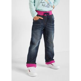 bonprix Kinder Thermojeans, blau, Gr. 134, unifarben mit Farbeins&auml;tzen, Obermaterial: 82% Baumwolle, 17% Polyester, 1% Elasthan. Futter: 100%