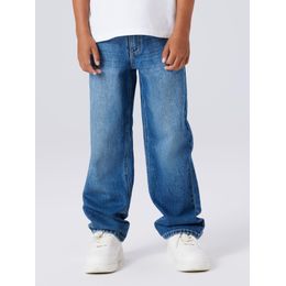 Straight-Jeans name it "NKMRYAN STRAIGHT JEANS 5950-DM NOOS", Jungen, Gr. 128, N-Gr, medium blau denim, Denim/Jeans, Obermaterial: 100% Baumwolle, leichte Abriebeffekte, straight fit kn&ouml;chellang, Jeans Straight-Jeans
