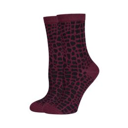 JOOP! Socken JOOP "Socken 2er Pack", Damen, Gr. 35-38, portwine, 60% Baumwolle, 23% Polyester, 15% Polyamid, 2% Elasthan, Animal-Print, Socken Socken, 2er Pack Aus Baumwolle f&uuml;r hochwertigen Komfort, gek&auml;mmte Baumwolle extra weich