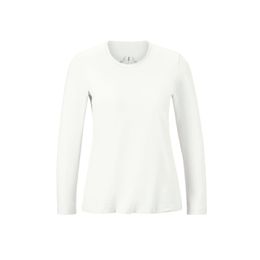 GOLDNER Damen Longpullover "T-Shirt mit Rundhals", wei&szlig;, Gr. 46, Obermaterial: 92% Baumwolle CO. 8% Elasthan EL., Pullover