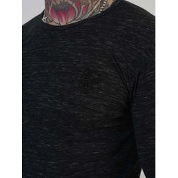 SikSilk Shirt 'Long Sleeve Marl T-Shirt' Herren Gr&ouml;&szlig;e XS schwarz