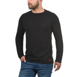 Blend Herren Strickpullover "BHJohn"schwarz, Gr. S, unifarben, Feinstrick, 100% Baumwolle, Pullover, Strickpullover mit aufgerollten S&auml;umen