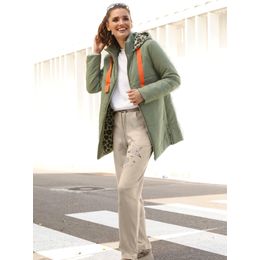 Classic Basics Damen Steppjacke, gr&uuml;n, Gr. 46, bedruckt, gemustert, mehrfarbig, 100% Polyester, Wattierung:100% Polyester, Jacken