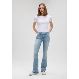 Bootcut-Jeans Mavi "BELLA MID-RISE", Damen, Gr. 25, L&auml;nge 30, blau (lt blau glam), 86% Baumwolle, 12% Polyester, 2% Elasthan, normal lang, Jeans, Bootcut Jeans