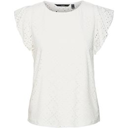 V&eacute;ro Moda VERO MODA Damen Rundhalsshirt "VMTASSA SL FRILL TOP NOOS", wei&szlig;, Gr. L, Jersey, Obermaterial: 95% Polyester, 5% Elasthan, Shirts, Materialmix, loose
