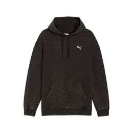 Puma Damen Kapuzensweatshirt "ESS ELEVATED RELAXED WASH HOODIE FL"Puma schwarz, Gr. S, bedruckt, Fleece, Obermaterial: 66% Baumwolle, 34% Polyester,