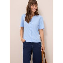 Cecil Damen T-Shirtlight sky blau, Gr. S, unifarben, Jersey, Obermaterial: 50% Baumwolle, 50% Modal, Shirts, mit Knopfleiste