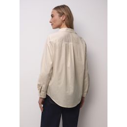 Langarmbluse Street One, Damen, Gr. 34, cotton beige, Web, 79% Baumwolle, 19% Polyamid, 2% Elasthan, gestreift, regular fit lang, V-Ausschnitt, B&uuml;ndchen, Blusen, mit Turn-Up Funktion
