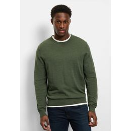 Strickpullover OLYMP "OLYMP Casual Strick", Herren, Gr. M, oliv, 100% Schurwolle, Pullover Strickpullover