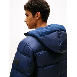 Tommy Jeans Herren Steppjacke "HOODED LOGO PUFFER"schwarz night navy, Gr. S, unifarben, Web, Obermaterial: 100% Polyamid, Jacken, Winterjacke