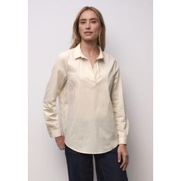 Street One Damen Langarmblusecotton beige, Gr. 36, gestreift, Web, 79% Baumwolle, 19% Polyamid, 2% Elasthan, Blusen, mit Turn-Up Funktion