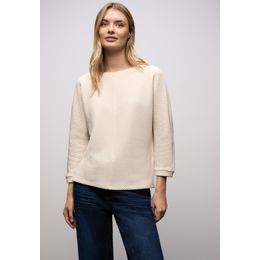Street One Damen Strickpullover, beige, Gr. 44, gemustert, Strick, Obermaterial: 52% Polyester, 32% Baumwolle, 13% Viskose, 3% Elasthan, Pullover,
