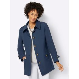 Langjacke Casual Looks, Damen, Gr. 18, blau (dunkelblau), 64% Baumwolle, 36% Polyamid, unifarben, Jacken Langjacke