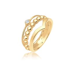 Elli Damen Solit&auml;rring "Set mit Kristallen von Swarovski 925 Silber", 56mm,mit Steinen, Silber 925 (Sterlingsilber), 4mm, gold, Silber 925