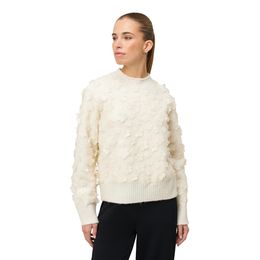Strickpullover Zero "Damen mit 3 D Bl&uuml;ten", Damen, Gr. 42, eggnog, Strick, Obermaterial: 33% Polyester, 30% Polyester, 25% Polyacryl, 10% Wolle, 2% Elasthan, unifarben, figurbetont h&uuml;ftlang, weit B&uuml;ndchen krempelbar, Pullover Strickpullover, weiteres Detail