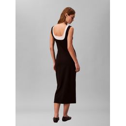 Damen Midikleid, schwarz, Gr. XS, Calvin Klein Jeans, unifarben, Web, Obermaterial: 70% Viskose, 26% Polyamid, 4% Elasthan, Kleider, K&ouml;rpernahe