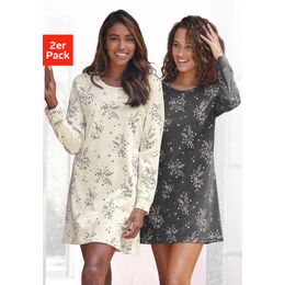 Damen Nachthemd, VIVANCE DREAMS BY LASCANA, Gr. 40, schwarz, Single Jersey, Obermaterial: 100% Baumwolle, gebl&uuml;mt, gemustert, Basic, Kleider, mit
