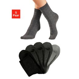 Lavana Damen Basicsocken, Gr. 351x schwarz, 2x anthrazit meliert, 1x grau meliert, 1x hell grau meliert, Baumwollmischung, uni und meliert, Socken,