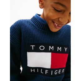 Tommy Hilfiger Jungen Strickpulloverschwarz night navy, Gr. 4, unifarben, Strick, Obermaterial: 60% Baumwolle, 40% Polyacryl, Pullover, Regular fit,