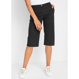 bonprix Damen Longbermudas, schwarz, Gr. 46, unifarben, Web, Obermaterial: 97% Baumwolle, 3% Elasthan, Hosen, gerader Schnitt und mit Taschen