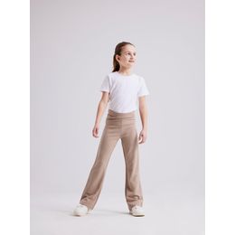 name it M&auml;dchen Jerseyhose "NKFFRIKKALI f&uuml;r M&auml;dchen mit ausgestelltem Bein und Viskose"mocha meringue, Gr. 128, unifarben, Jersey, Obermaterial: 67%