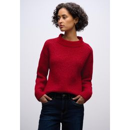 Strickpullover Street One, Damen, Gr. 40, racing rot, Strick, Obermaterial: 87% Polyester, 13% Baumwolle, Strukturmuster, unifarben, regular fit normal, ohne Ausschnitt, Rippb&uuml;ndchen, Pullover Strickpullover, mit Rippb&uuml;ndchen