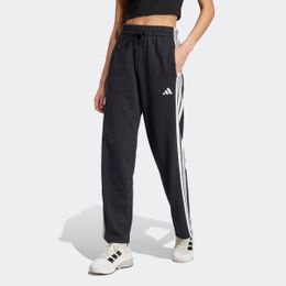 Damen Sporthose "ESSENTIALS 3-STREIFEN OPEN HEM FRENCH TERRY"schwarz, wei&szlig;, normal, gr., Gr. XS, adidas Sportswear, Obermaterial: 55% Baumwolle, 36%