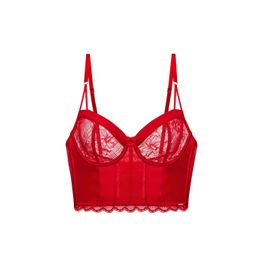 Dorina Damen Bustier "Hasina", Gr. 85, rot, Spitze, Obermaterial: 54% Polyamid, 37% Polyester, 9% Elasthan, unifarben, BHs, mit zarter Spitze und