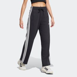 Damen Sporthose "ESSENTIALS 3-STREIFEN OPEN HEM FRENCH TERRY"schwarz, wei&szlig;, normal, gr., Gr. L, adidas Sportswear, Obermaterial: 55% Baumwolle, 36%