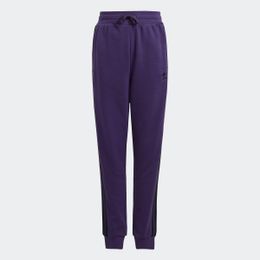 M&auml;dchen Sporthose "VELOUR PANTS"aurora plum, wei&szlig;,, Gr. 128, adidas originals, Obermaterial: 94% Polyester, 6% Elasthan, Hosen, sportlicher Stil, f&uuml;r