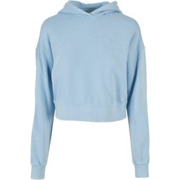 Urban Classics Damen Kapuzenpullover "Urban Classics Damen Ladies Short Flower Embroidery Terry Hoody"balticblau, Gr. L, unifarben, 100% Baumwolle,