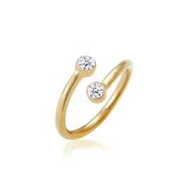 Elli Damen Fingerring "Wickelring mit Kristallen von Swarovski 925 Silber vergoldet", 52mm,mit Steinen, Silber 925 (Sterlingsilber), 2mm, gold,