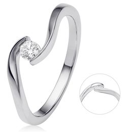 ONE ELEMENT Damen Diamantring "0,10 ct Diamant Brillant Spannfassung Ring aus 585 Wei&szlig;gold", 51, 0,1, Diamanten Gold Wei&szlig;gold 585, silber, Diamanten,