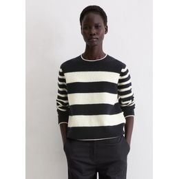 Marc O'Polo MARC O'POLO Damen Strickpullover "aus flauschiger Lambswool"dunkelblau, Gr. XS, gestreift, Obermaterial: 100% Schurwolle, Pullover