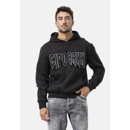 Cipo & Baxx CIPO & BAXX Herren Kapuzenpullover "CL601", schwarz, Gr. XL, bedruckt, 100% Baumwolle, Pullover, hochwertiger Sweatstoff