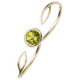 Goldring Jobo "Ring Zweifingerring" Gr. 58, gr&uuml;n, Fingerringe, Damen, 58, Gelbgold 585, Goldring, 585 Gold mit Peridot