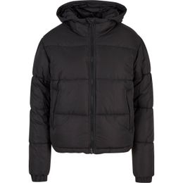 Urban Classics Damen Winterjacke "Urban Classics Ladies Peached Puffer Jacket With Hood"schwarz, Gr. XXL, unifarben, 100% Polyester, Jacken
