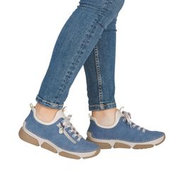 Rieker Damen Slip-On Sneaker, Gr. 40, blau, Nubuklederimitat, Textil, unifarben mit Farbeinsatz, Schuhe, Schlupfschuh, Halbschuh, Freizeitschuh mit