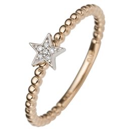 Jobo Damen Diamantring "Ring Goldring Stern", 52, SI = kleine Einschl&uuml;sse, Diamanten Ros&eacute;gold 585 Wei&szlig;gold 585ros&eacute;gold 585, Diamanten, Ros&eacute;gold 585,