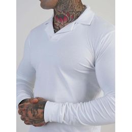 SikSilk Shirt 'Long Sleeve Revere Polo' male White size M