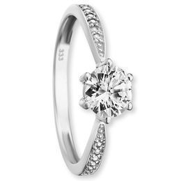 ONE ELEMENT Damen Goldring "Zirkonia Ring aus 333 Wei&szlig;gold Zirkonia Ring aus 333 Wei&szlig;gold", 57,mit Zirkonia, Gold Wei&szlig;gold 333, silber, Gold,
