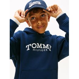 Tommy Hilfiger Jungen Kapuzensweatshirt, blau, Gr. 92, unifarben, Sweatware, Obermaterial: 80% Baumwolle, 20% Polyester, Sweatshirts, Regular fit,