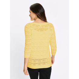 Classic Basics Damen Ajourpullover "Ajour-Pullover", gelb, Gr. 38, unifarben, 100% Baumwolle, Pullover