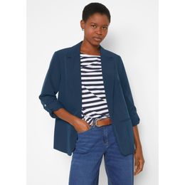 bonprix Damen Jackenblazer "Blazer", blau, Gr. 52, unifarben, Web, Obermaterial: 90% Polyester, 10% Elasthan. Futter: 100% Polyester, Blazer, mit