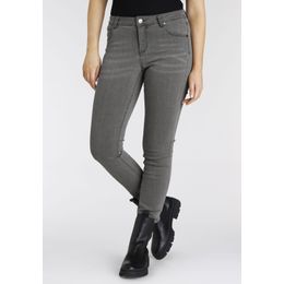 Tamaris Damen Skinny-fit-Jeans, grau, Gr. 42, Denim/Jeans, Obermaterial: 74% Baumwolle, 24% Polyester, 2% Elasthan, Jeans, schmale Beinweite, mit