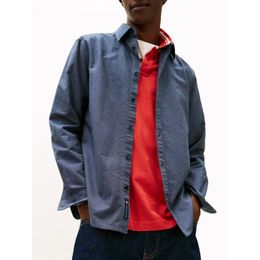 Tommy Jeans Herren Langarmhemd "TJM OXFORD", blau, Gr. M, Web, Obermaterial: 100% Baumwolle, Hemden, regular fit, Button-down-Kragen, basic
