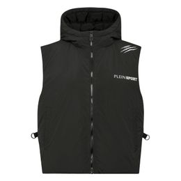 Plein Sport Damen Kurzweste "Scratch", schwarz, Gr. L, Stoff: 100% Polyamid. Futter: 100% Polyester. Au&szlig;enmaterial: 100% Polyester. F&uuml;llung: 100%