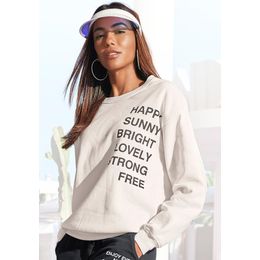 Buffalo Damen Sweatshirt, Gr. 40, wei&szlig;, angeraute Sweatware, Obermaterial: 60% Baumwolle, 40% Polyester, unifarben, Sweatshirts, mit Statement Druck,