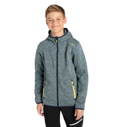 Strickfleecejacke CMP "KID JACKET FIX HOOD", Jungen, Gr. 152, beige (blaustone, wi), Strick, Obermaterial: 100% Polyester, hoch geschlossener Ausschnitt, eingefasste Kante, Jacken, sportlicher Stil, w&auml;rmendes und atmungsaktives Material