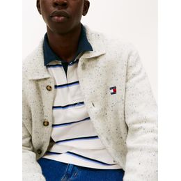 Tommy Jeans Herren Cardigan "TJM BADGE KNITTED", wei&szlig;, Gr. M, Strick, Obermaterial: 78% Wolle, 19% Baumwolle, 3% Polyacryl, Strickjacken, regular